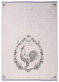 Béžová bavlněná utěrka s kohoutem Devine French Roster II – 50x70 cm