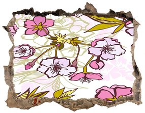 Wallmuralia Nálepka 3D díra na zeď Květy višně 95x64 cm