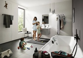 Hansgrohe AddStoris - Držák na ručník dvojitý, kartáčovaný černý chrom 41743340