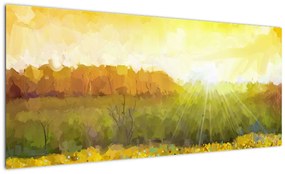 Obraz slunečnice na poli (100x40cm)