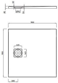 Cersanit TAKO SLIM sprchová vanička 90x90x4 cm + sifon, bílá, S601-122