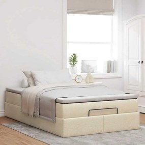 Osmanský rám postele s matrací krémově 120x190 cm textil 3311097