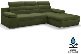 Sedací souprava GRECO MINI | 278x185 cm | PRAVÁ | 39 tmavě zelená WATER REPELLENT | rozkládací + úložný prostor