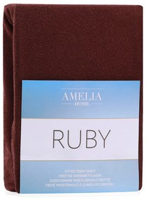 Froté prostěradlo s gumou AmeliaHome Ruby hnědé