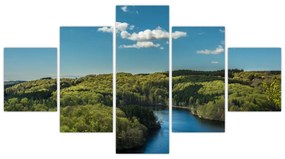 Obraz - Jezero v lesích (125x70 cm)