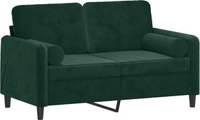 2místná pohovka s polštáři tmavě zelená 120 cm samet 3200873