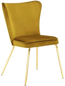 OnaDnes -20% Žlutá sametová jídelní židle MICADONI ARI