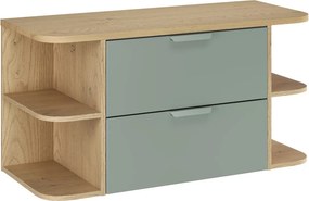 Závěsná skříňka pod umyvadlo Aster Ovalia s deskou 100 cm dub cremona/zelená
