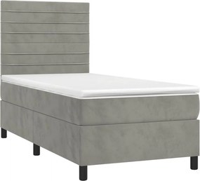 Box spring postel s matrací světle šedá 100x200 cm samet 3143067