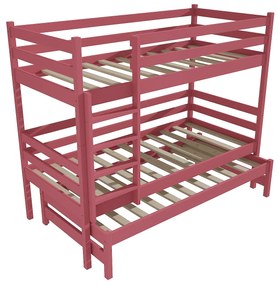 Vomaks Patrová postel s výsuvnou přistýlkou PPV 015 Rozměr: 90 x 200 cm, Barva: barva růžová, Prostor mezi lůžky: 80 cm
