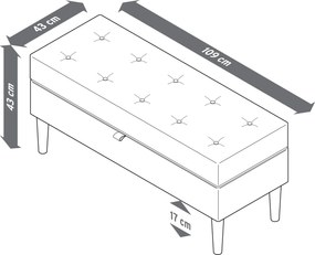 Tchibo - Polstrovaná lavice s úložným prostorem - barva: růžová