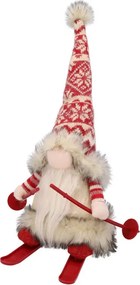 Vánoční dekorace skřítek bílá / červená 41 cm