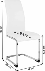 Jídelní židle PRESTIN - ekokůže, bílá / chrom