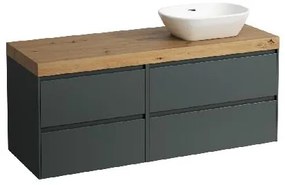 Laufen Lani - Umyvadlová skříňka, 58x137x49 cm, 4 zásuvky, výřez vpravo, šedá/dub H4065831122661