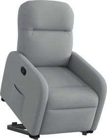 Zvedací polohovací křeslo světle šedé textil 3302972