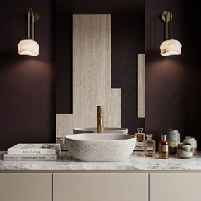 Rea Mira, oválné umyvadlo na desku, 375x255x120mm, béžová-imitace kamene, REA-U3224