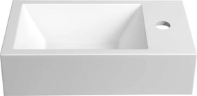 Sapho Sapho, AMAROK litý mramor umyvadlo 40x11x22cm, bílé, baterie vpravo, AR500