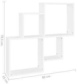 Nástěnná čtvercová police bílá 80 x 15 x 78,5 cm dřevotříska