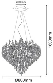 Křišťálový lustr na lanku 12xG9/40W/230V zlatá