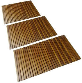 Koupelnová předložka 3 ks 80 x 50 cm akáciové dřevo 271769