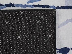 Krátkovlasý bílý koberec s abstraktním modrým vzorem 160x230 cm IZMIT Beliani