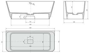 Polysan Skylla vana nástěnná stojící 169 x 75 cm litý mramor bílá mat 72430MAT