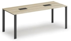 Stůl INFINITY 2000 x 900 x 750, dub přírodní + 2x stolní zásuvka TYP III, černá