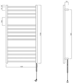 Sapho - Elektrický sušák na ručníky REDONDO 130W/230V 63x116 cm matná černá