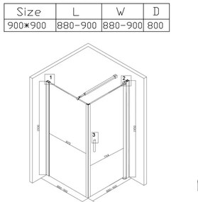 BPS-koupelny Čtvercový sprchový kout HYD-SK04B 90x90 černá/transparent + vanička HYD-SSV-RIKO černá