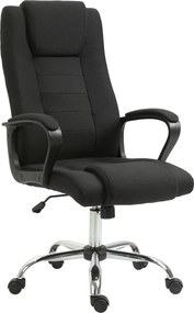 Kancelářská židle Vinsetto s funkcí houpání a opěrkou hlavy, ergonomická pracovní židle, otočná, výškově nastavitelná, černá s texturou lnu 62 x 76 x