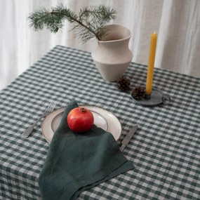 Lněný ubrus 140x200 cm Forest Green Gingham – Linen Tales