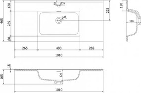 Mexen Otis, umyvadlo na zapuštění 101 x 46,5 cm, černá matná, 25181071
