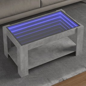 Konferenční stolek s LED betonově šedý 93 x 53 x 45 cm kompozit