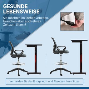 Vinsetto Kancelářská židle ergonomická židle ke stolu s područky a nastavitelným opěrným kroužkem, síťovina šedá