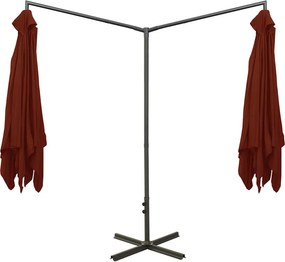 Dvojitý zahradní slunečník s ocelovou tyčí terakota 600x300 cm 312559