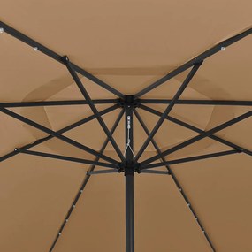 Zahradní slunečník s LED osvětlením 400 cm taupe 312533