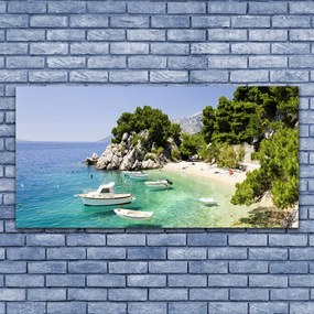 Plexisklo-obraz Moře Pláž Skály Lodě 120x60 cm