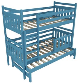 Vomaks Patrová postel s výsuvnou přistýlkou PPV 004 se zábranou Rozměr: 90 x 200 cm, Barva: barva modrá, Prostor mezi lůžky: 80 cm