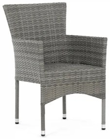 Zahradní židle šedá stohovatelná umělý ratan kov AZC-S2118 GREY
