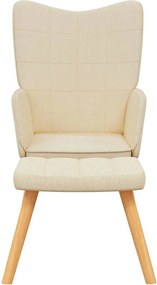 Relaxační křeslo se stoličkou krémové textil 327932