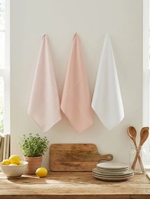 Sinsay - Sada kuchyňských utěrek 3 pack - pastelová růžová