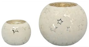 Vánoční svítilna Vitreous v bílém matu s hvězdami - 12x9 cm