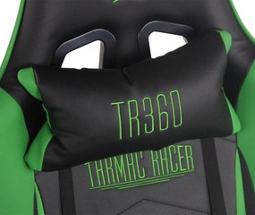 Herní kancelářská židle Turbo s opěrka nohou – černá/zelená
