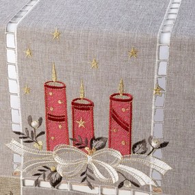 Běhoun s výšivkou TŘI SVÍČKY 40 x 110 cm