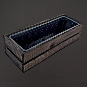 AMADEA Dřevěný obal s truhlíkem mořený, 51,1x18,6x15cm, český výrobek