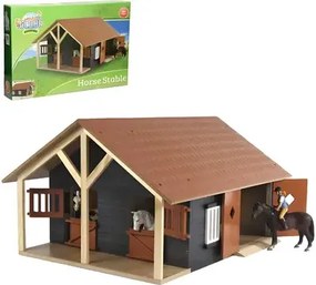 KIDS GLOBE Dřevěná stavebnice Stáj pro koně se 2 boxy / Měřítko 1:24 /