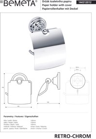 Bemeta Design RETRO chrom: Držák toaletního papíru s krytem -