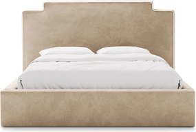 Béžová čalouněná dvoulůžková postel s úložným prostorem s roštem 140x200 cm Princess – Micadoni