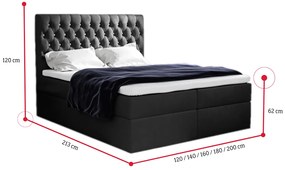 Expedo Čalouněná postel boxspring TOMIO + topper, 160x200, jasmine 60