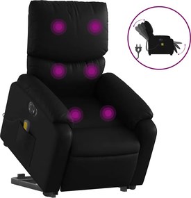 Elektrické zvedací masážní polohovací křeslo černé umělá kůže 3204907